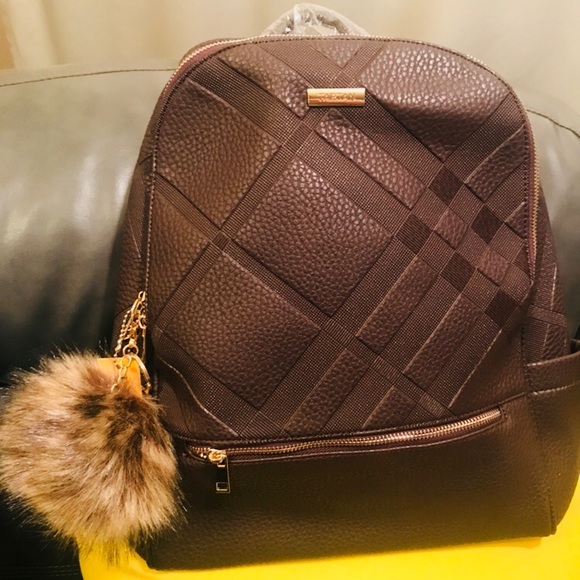 Bags | Fashionable Backpack With Puffy Pom Pom Keychain | Poshmark